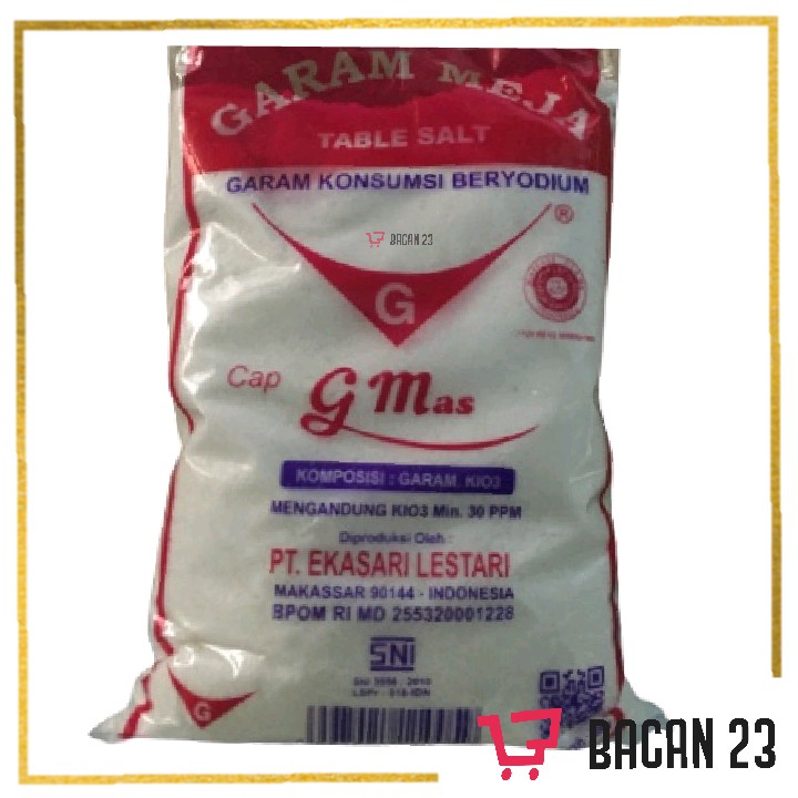 Jual Garam Halus Meja Cap G mas (500gr) / Garam Gunung Mas / Garam Meja ...