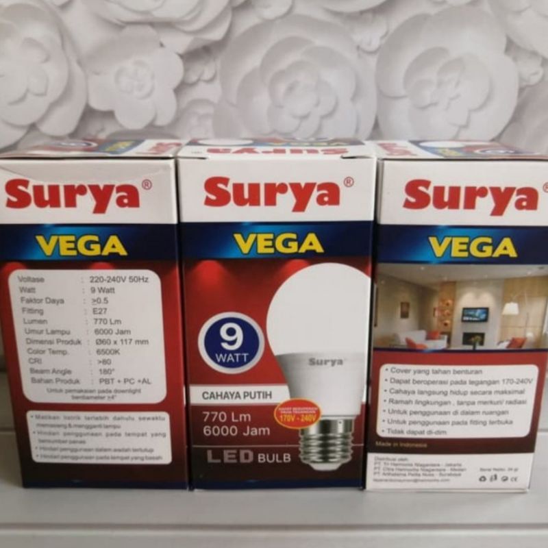 Jual LAMPU LED SURYA VEGA 9w 9watt 9watt putih / cool daylight garansi 1 tahun | Shopee Indonesia