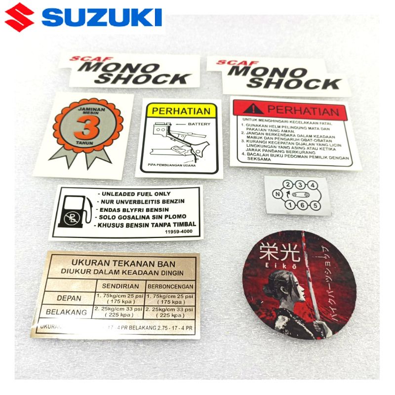 Jual SUZUKI - STIKER STICKER SET PELENGKAP KELENGAKAPAN SATRIA 2T 2 TAK ...