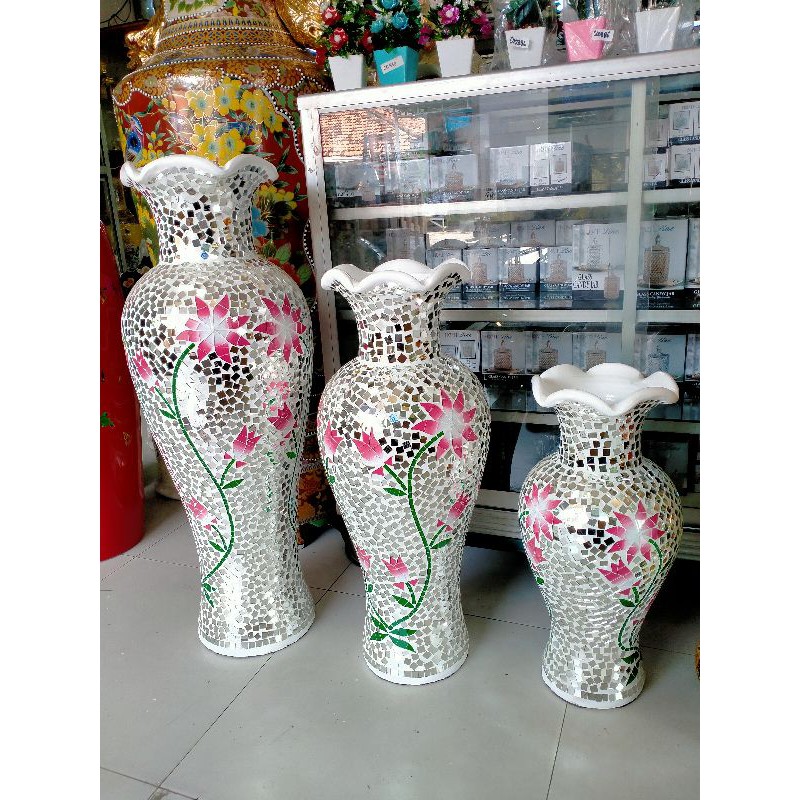 Jual Guci Kaca Mozaik Set 3 bunga Pink | Shopee Indonesia
