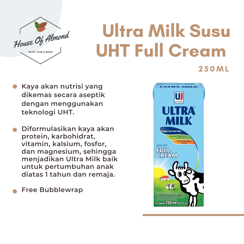 Jual Ultra Milk Susu UHT Full Cream 250ml (1box / 24pcs) | Shopee Indonesia