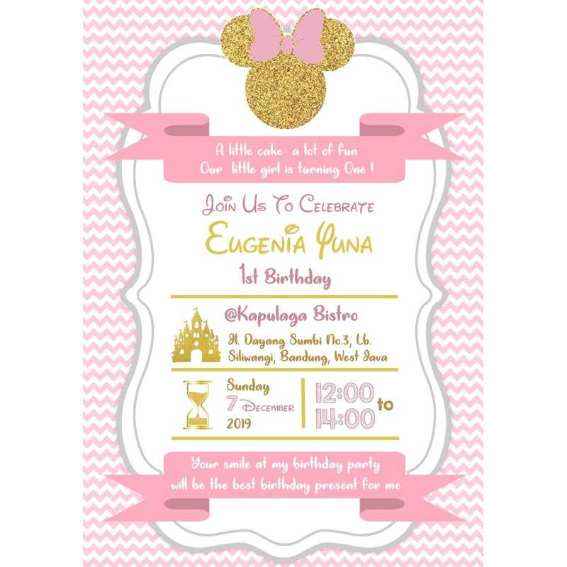 Jual Birthday Invitation / Undangan Ulang tahun Anak Tema Minnie Mouse ...