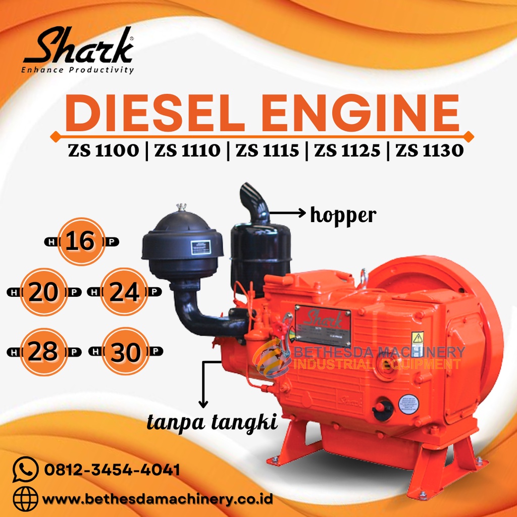 Jual Shark 16HP Mesin Diesel Penggerak 20 PK Engine 24 Pk 28HP / 30 Hp | Shopee Indonesia