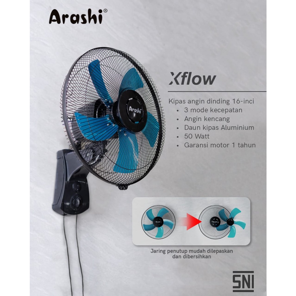 Jual Arashi Wall fan AR 228 Xflow & Apace PWF 16" Inch / Kipas Angin Dinding | Shopee Indonesia