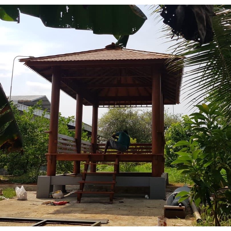 Jual Gazebo Minimalis Kayu Glugu 2,5x4 Meter | Shopee Indonesia