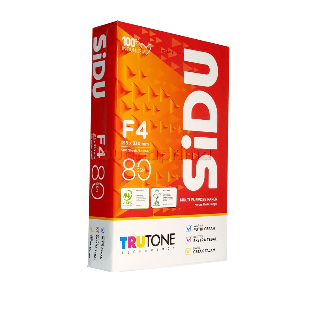 Jual Kertas HVS Sidu F4 80 gsm per rim Putih Fotocopy Printer Folio ...