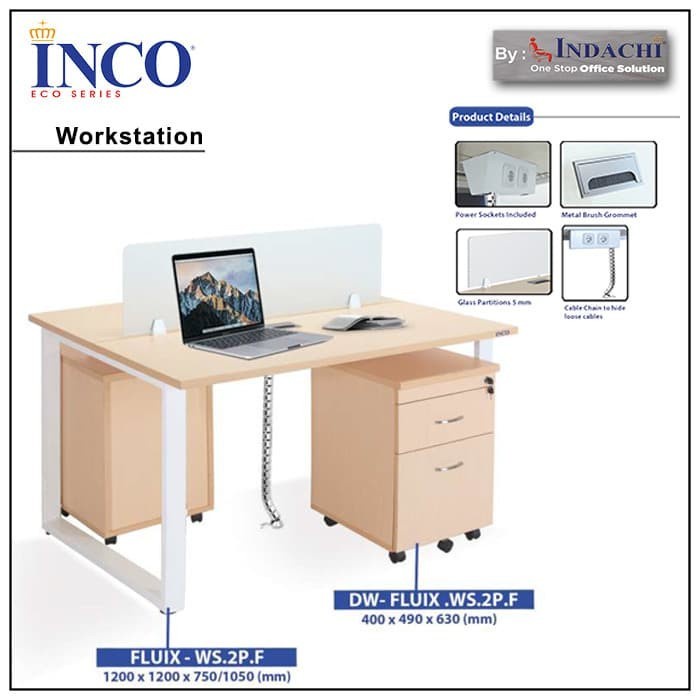 Jual Meja Kantor Indachi Inco - FLUIX WS 2P F + DW | Shopee Indonesia