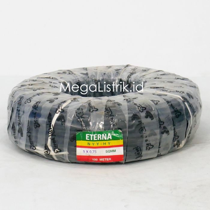 Jual ETERNA NYYHY 3X0.75 MM ( 100 METER ) / KABEL LISTRIK HITAM SERABUT TEMBAGA NYY HY 3 X 0.75 ...