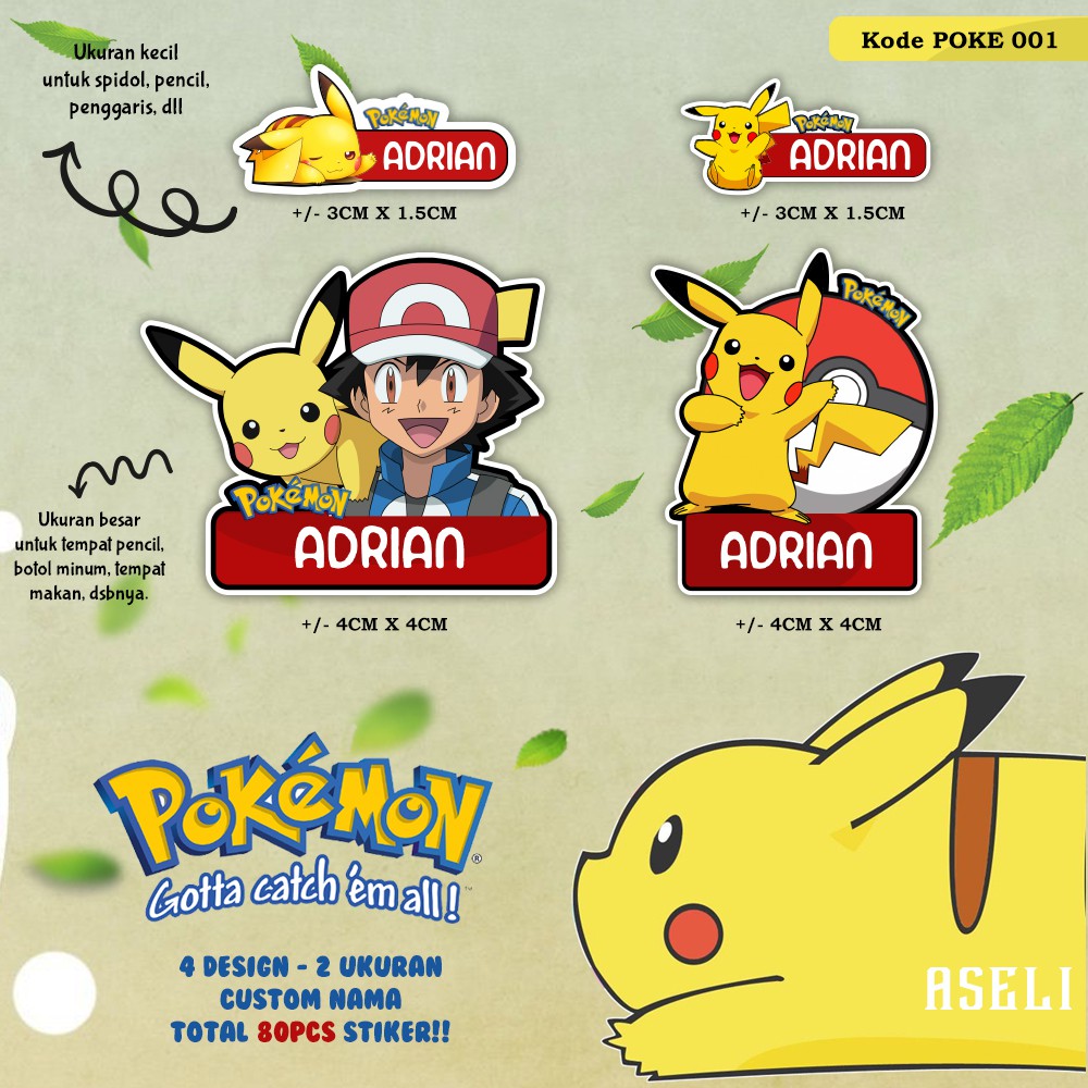 Jual STIKER LABEL NAMA LUCU POKEMON | Shopee Indonesia