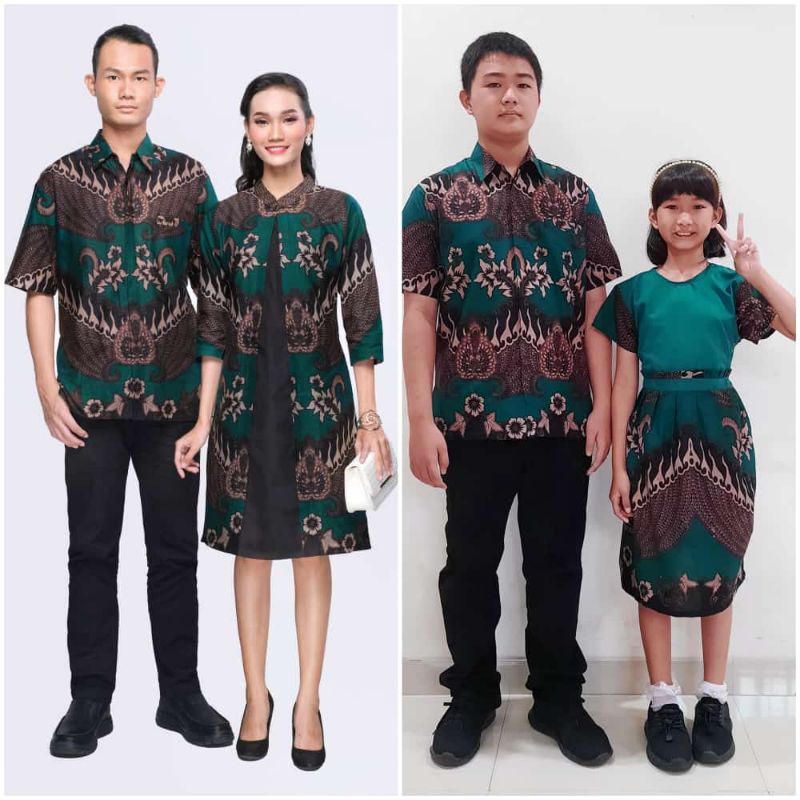 Jual Baju Sarimbit Couple Keluarga Batik Dahlia Hijau | Shopee Indonesia