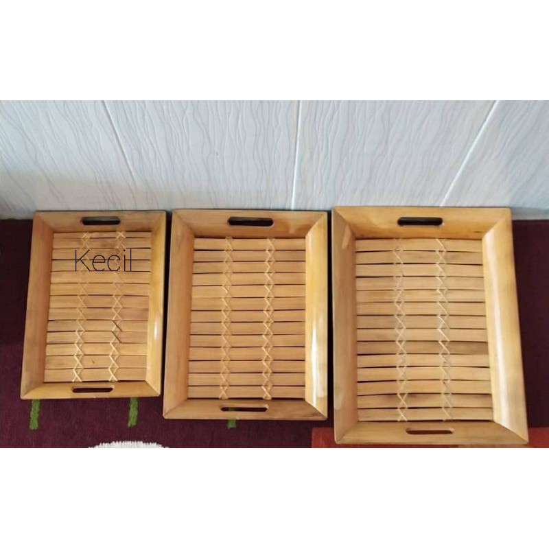 Jual Alat dapur / Baki Kayu Bambu / Nampan Kayu (1 set) | Shopee Indonesia