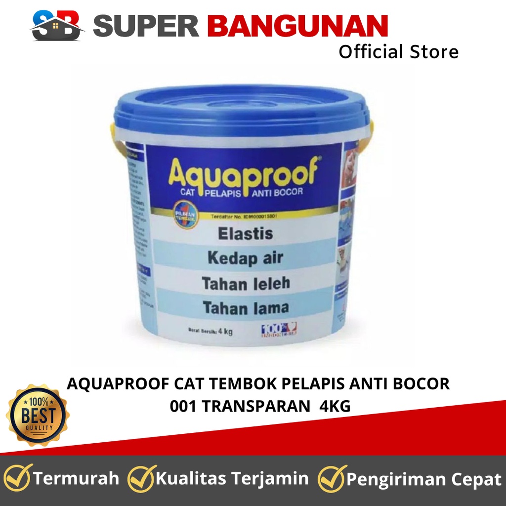 Jual AQUAPROOF CAT TEMBOK PELAPIS ANTI BOCOR 001 TRANSPARAN 1KG 4KG | Shopee Indonesia