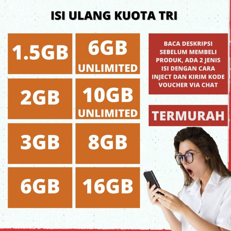 Jual ISI ULANG KUOTA TRI THREE MURAH | Shopee Indonesia
