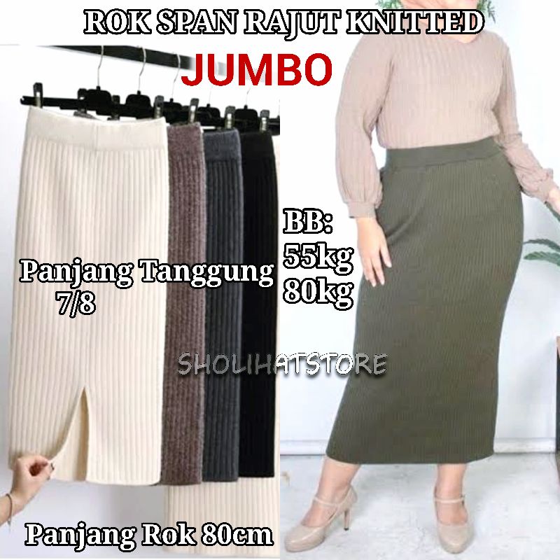 Jual ROK SPAN RAJUT 7/8 JUMBO XXL XXXL / ROK SPAN KNITTED BB 50 60 70 ...