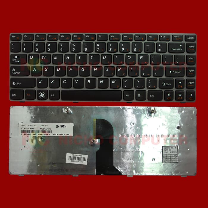 Jual KEYBOARD IBM Lenovo Ideapad Z450 Z460 U450 E45 GREY FRAME BLACK ...
