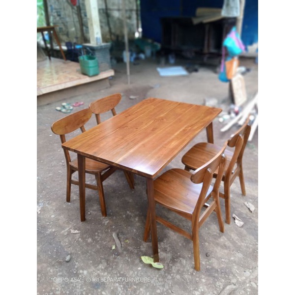 Jual meja kafe minimalis,meja ropan kayu jati,kursi kafe,kayu solid, | Shopee Indonesia