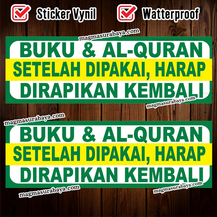 Jual Stiker Buku & Al-Quran setelag dipakai harap dirapikan kembali ...