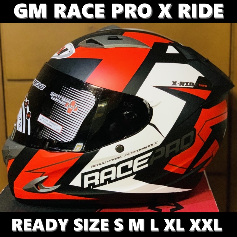 Jual Helm GM Race Pro X Ride Black Red Doff Hitam Merah Dop Full Face ...