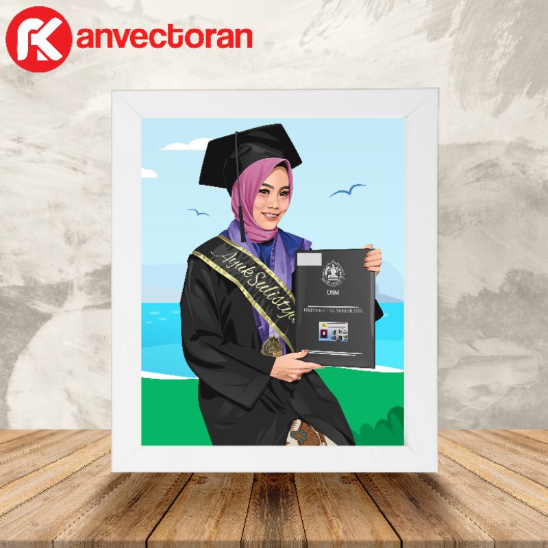 Jual kado wisuda vector art / hadiah wisuda / illustrasi wajah / kartun ...