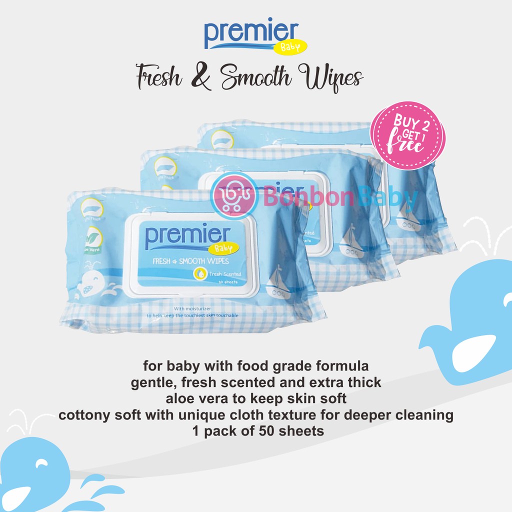 Jual Premier Wipes Fresh and Smooth Bundle 3 pack / Tissue Basah isi 50 ...