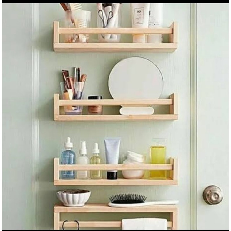 Jual Rak Make up Kayu gantung/Rak make up dinding tempel Minimalis ...