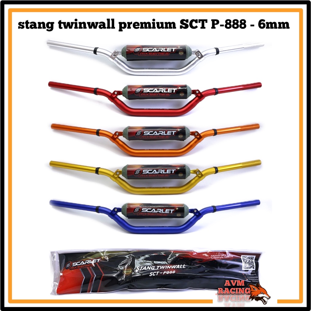 Jual Stang twinwall scarlet original tebal 6mm handlebar stang twin ...
