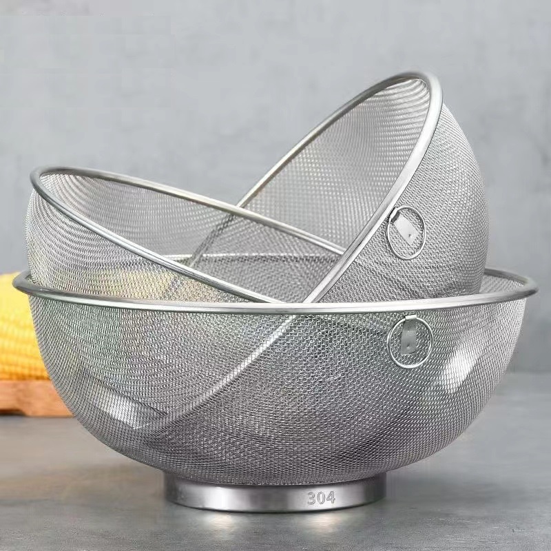 Jual ROUN STAINLESS MESH BASKET KERANJANG SARINGAN BULAT 22CM 24CM 26CM ...