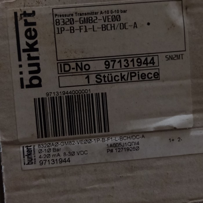 Jual Burkert Pressure Transmitter Two Wire Port 1/4 BSP range 0-1 Bar ...