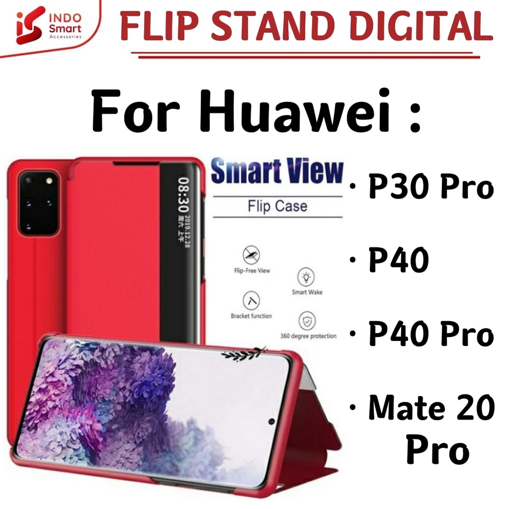 Jual Huawei Mate 20 P30 P40 Pro Case Sarung Clear View Flip Cover Digital Standing Book Cover ...