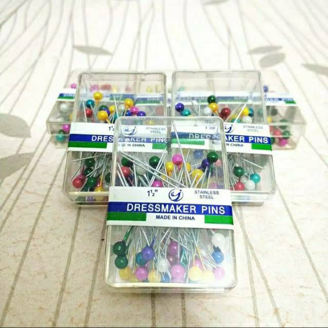 Jual JARUM PENTUL HIJAB / PENTOL MINI BESAR KOTAK MIKA / DRESSMAKER ...