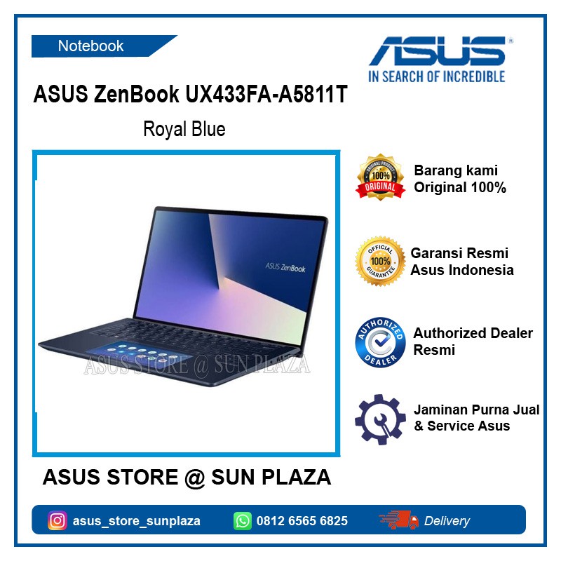 Jual NB Asus Zenbook UX433FA-A5811T/Intel Core i5-8265U/8GB/512GB SSD ...