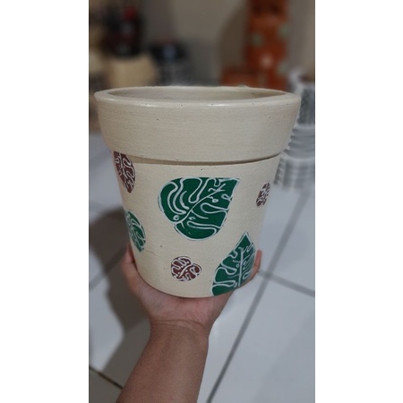 Jual pot lukis monstera diameter 20cm | Shopee Indonesia