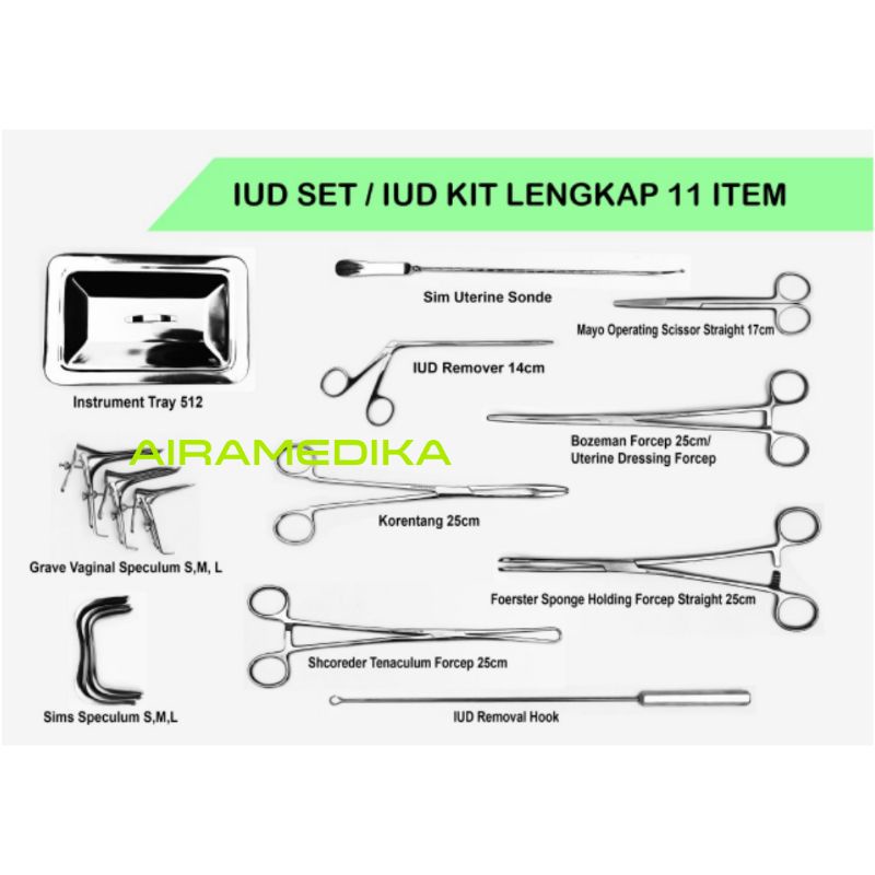 Jual IUD Set 11 Item Paket Komplit Stainless Steel / IUD Kit Set 11 ...