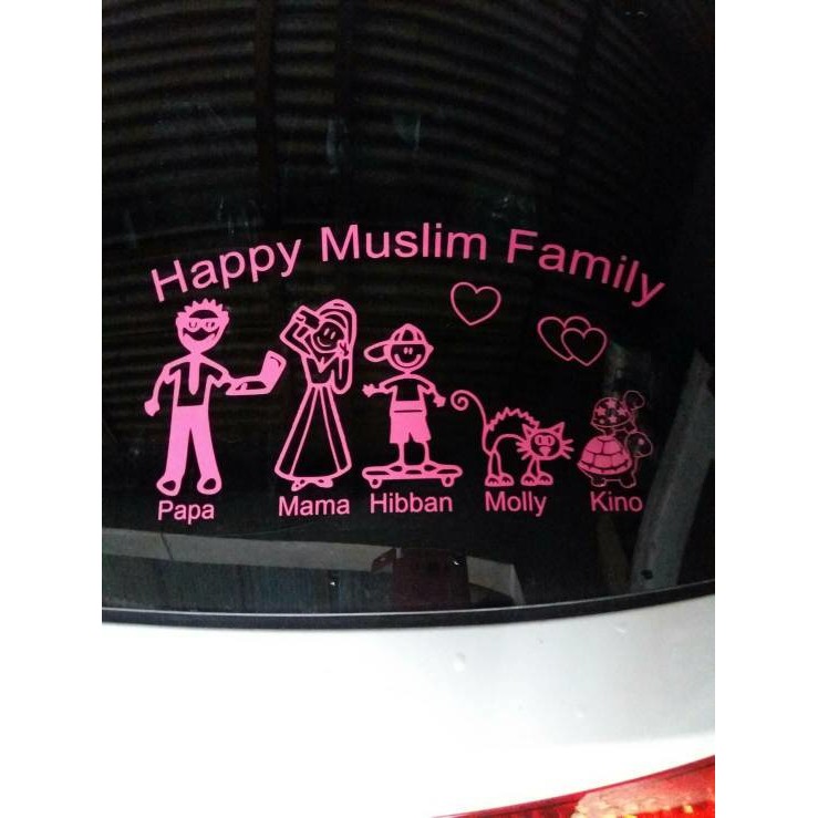 Jual Sticker / Stiker Kaca Mobil Happy Family Keluarga Muslim | Shopee ...