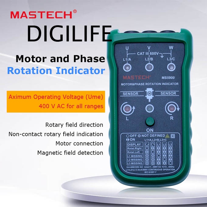 Jual MS5900 Mastech Three Phase Motor Rotation Indicator Listrik 3 Fas ...