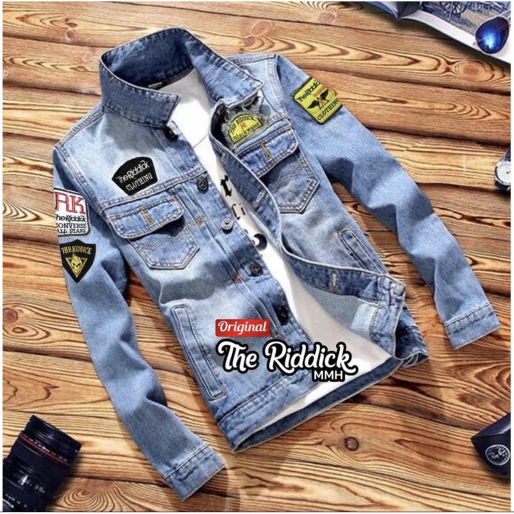 Jual jaket jeans pria sanghai tempel bulu / jaket denim pria / jaket ...