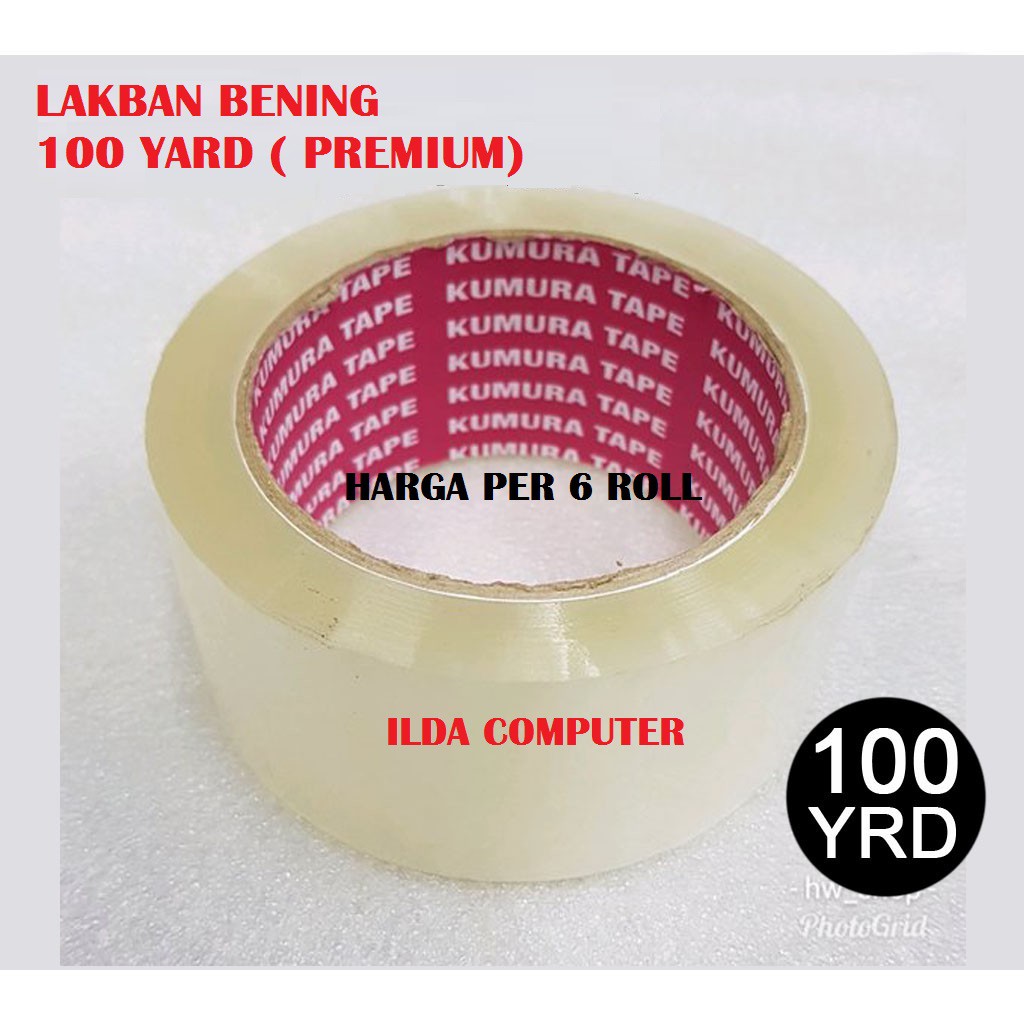 Jual Lakban Bening 100 Yard 48mm Jumbo Besar KUMURA PER 6 ROLL | Shopee ...