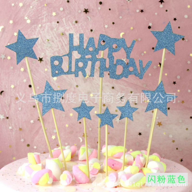 Jual Cake Topper Happy Birthday/HBD 1 set 8Pcs | Shopee Indonesia