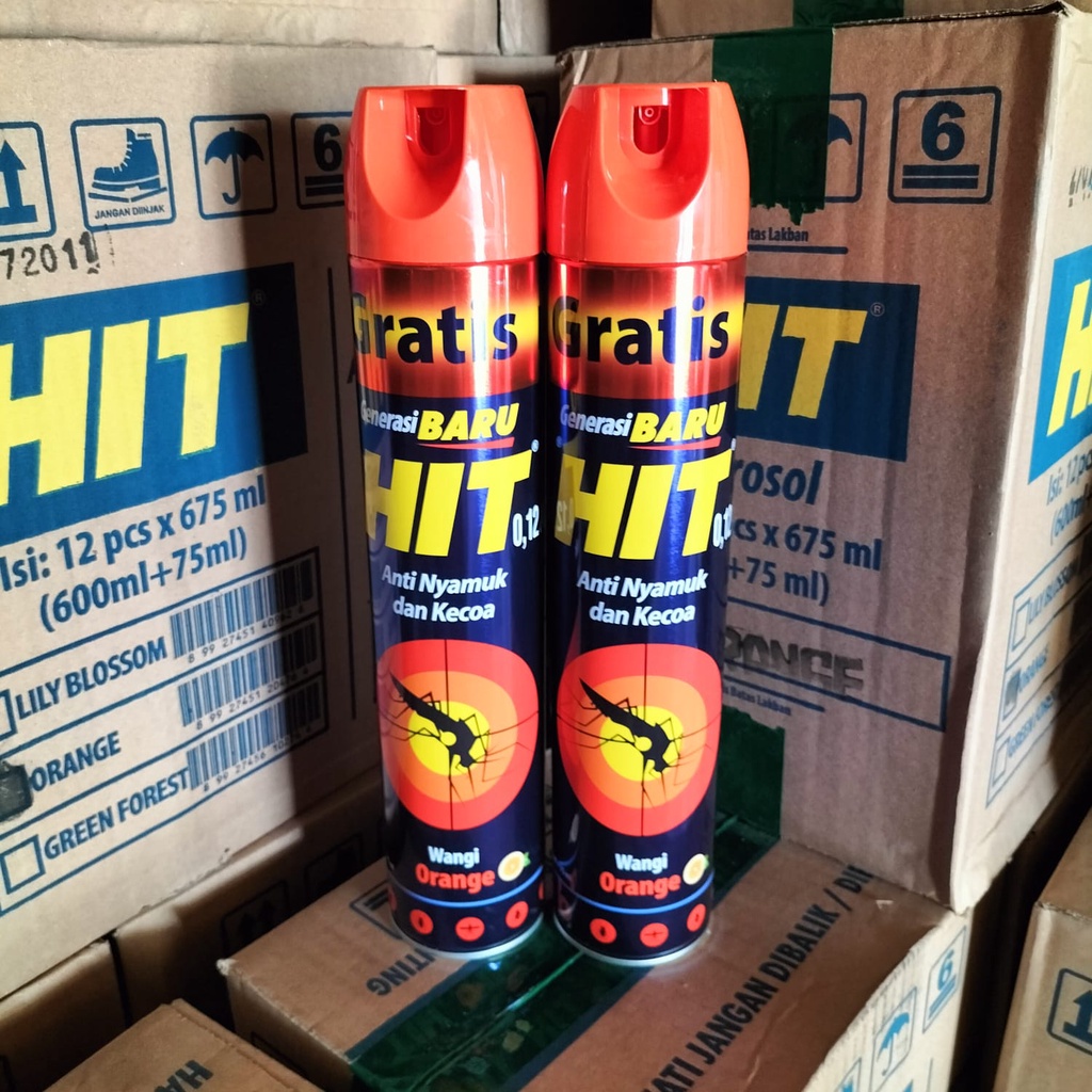 Jual HIT Aerosol Orange Spray 600ml Obat Nyamuk Semprot Multipack (Isi ...