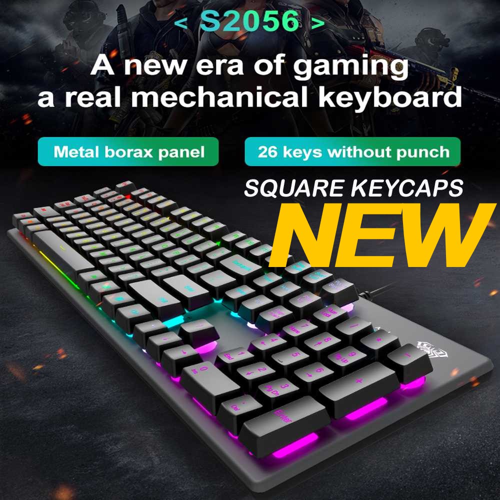 Jual Keyboard Gaming Membrane AULA Square- New LED R -Macro Software ...