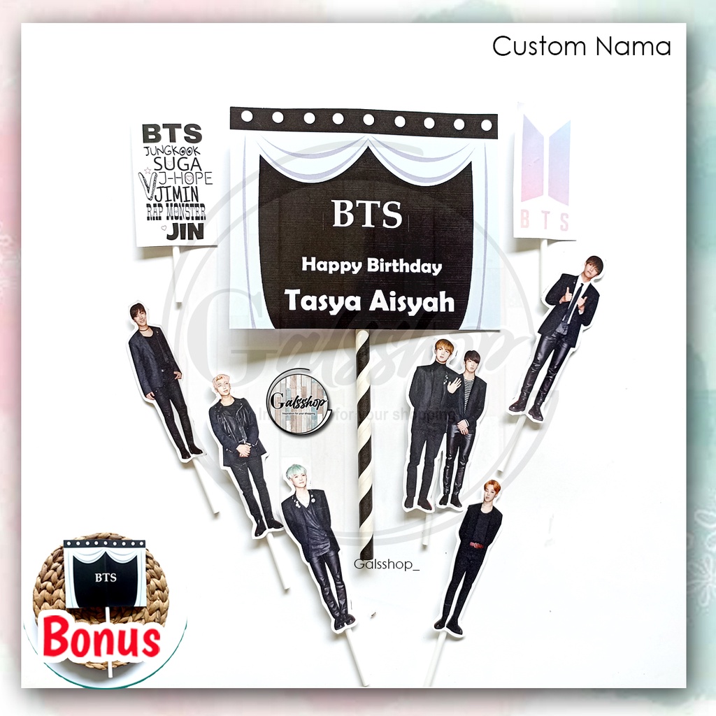 Jual Custom Nama/ Foto / Toppercake Plus BTS / Hiasan Kue / Cake Topper ...