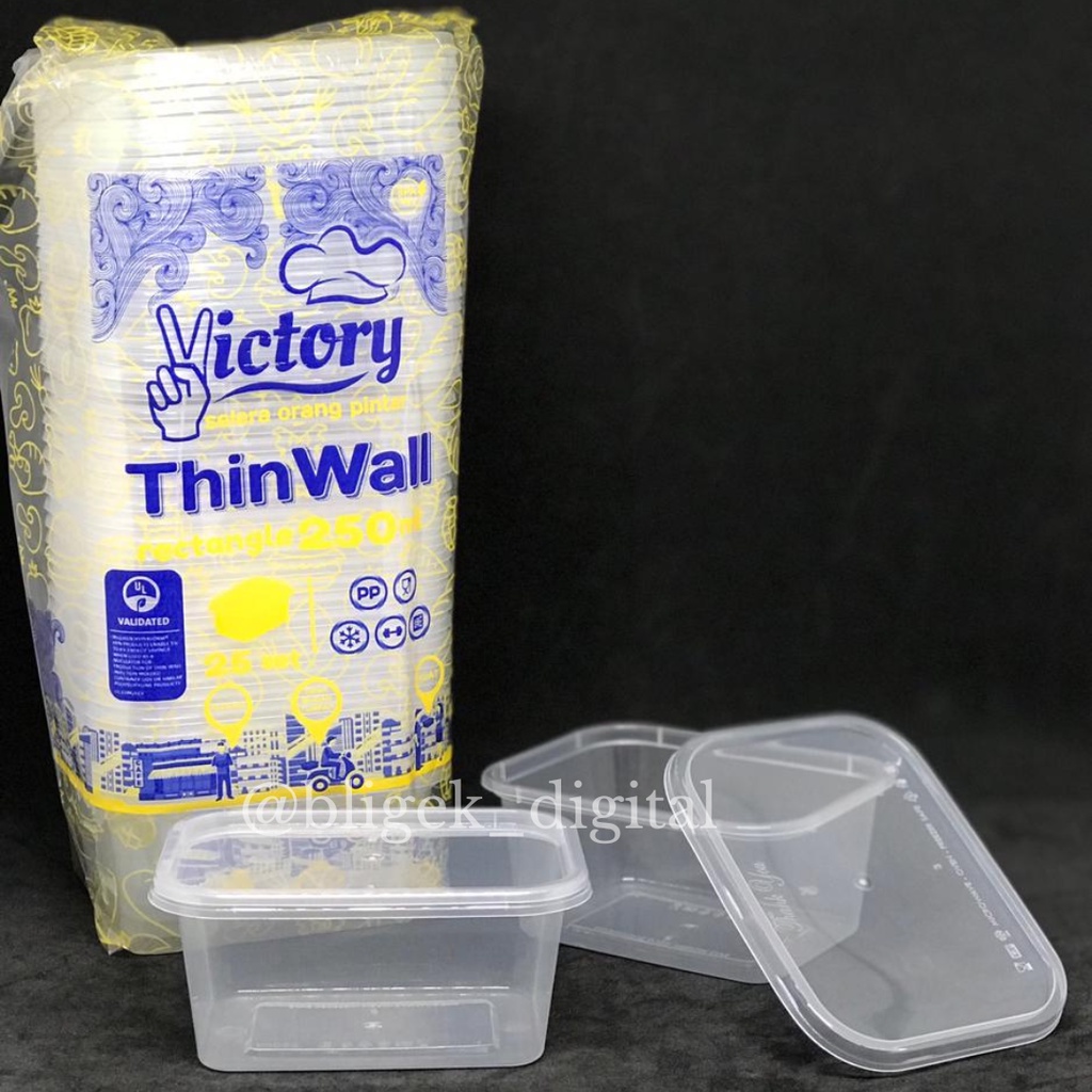 Jual Thinwall Rectangle 250 ml merk VICTORY (isi 25 set) | Shopee Indonesia