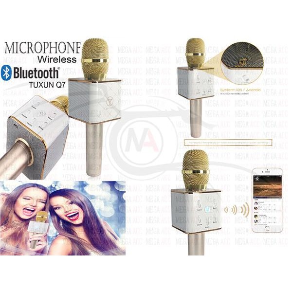 Jual Tuxun Q7 Wireless Bluetooth Metal Microphone Speaker Karaoke | Shopee Indonesia