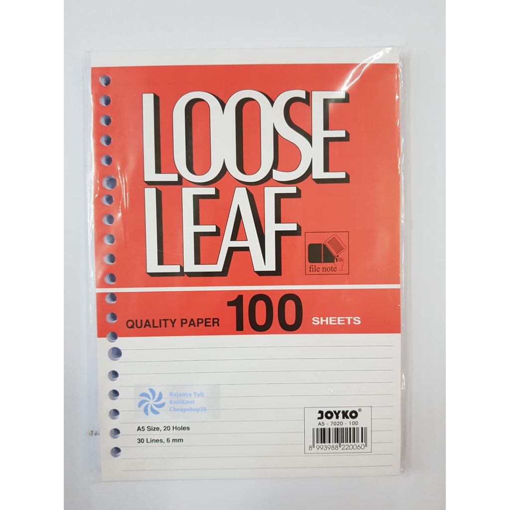 Jual Loose Leaf A5 100 lembar Joyko / Isi Refill Kertas File | Shopee Indonesia