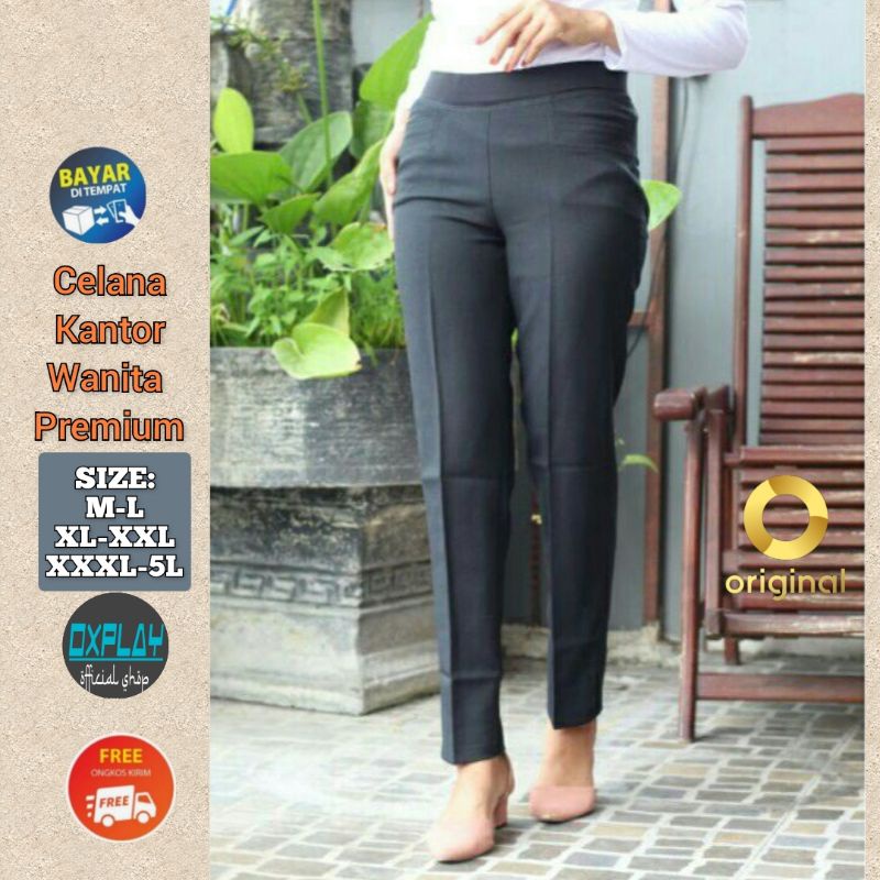 Jual Celana Kerja Wanita Kantor Formal Bahan Dasar Kain Wol Import ...