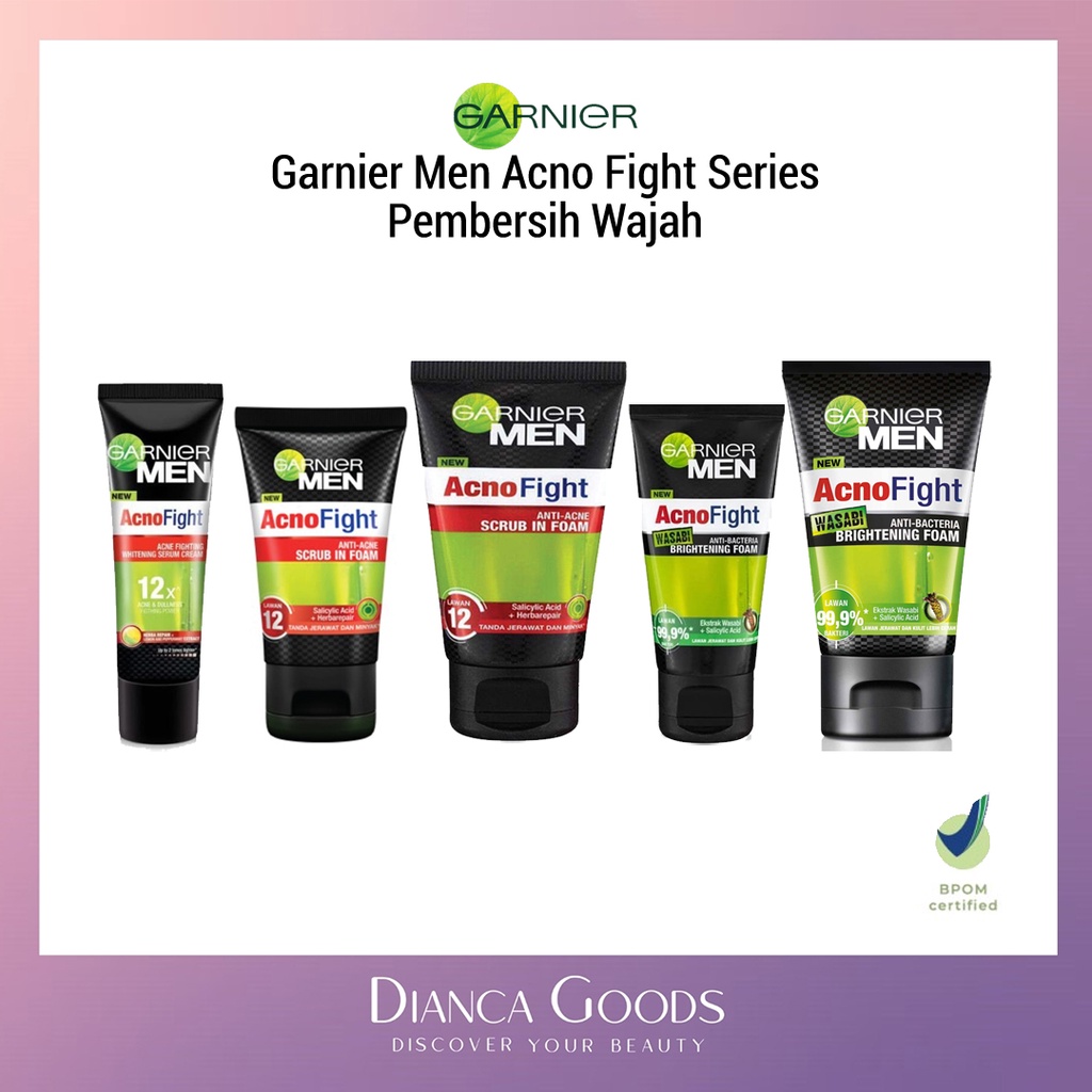 Jual GARNIER MEN Acno Fight Series | Anti-Bacteria Brightening Foam / Anti-Acne Scrub In Foam ...
