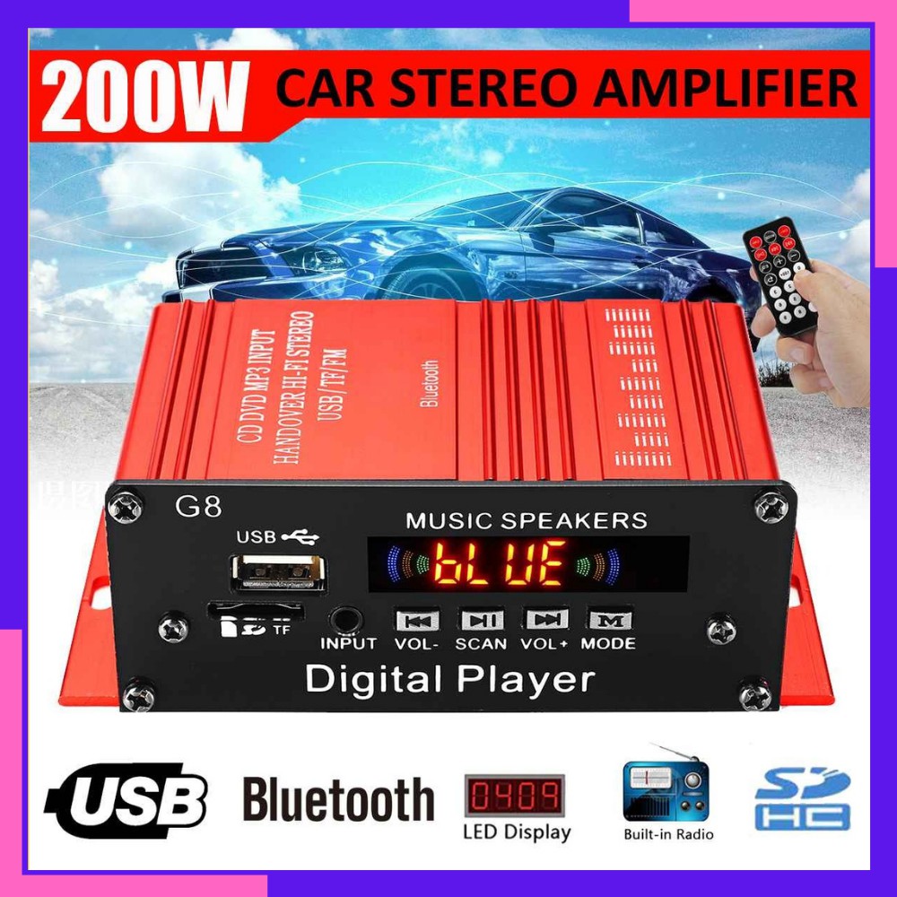 Jual Audio Power Amplifier Ampli Mobil Mini Stereo Bluetooth USB Remote ...