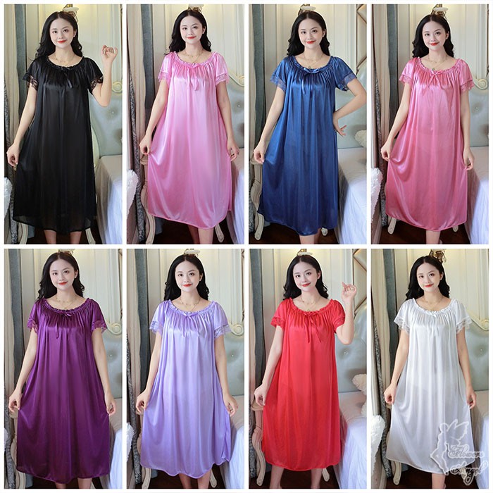 Jual Daster Terusan Satin Wanita Sexy – Baju Tidur Big Size Elegan ...