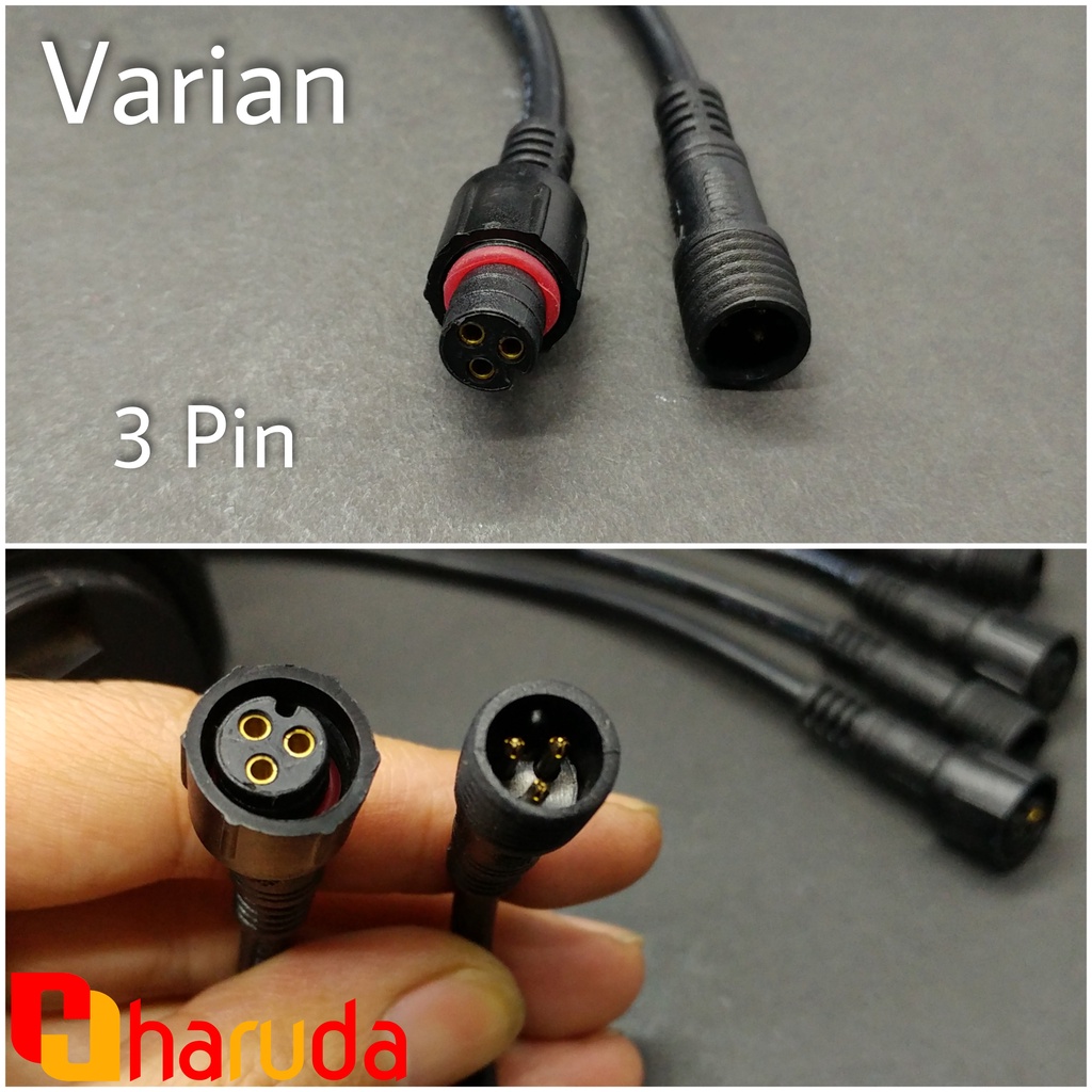 Jual Socket Mini / Connector Waterproof IP65 2 Pin 3 Pin Hitam | Shopee ...