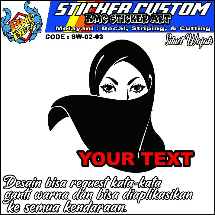 Jual Sticker Cutting Siluet Cewek Hijab bisa dipasng di truck, mobil ...